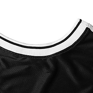 MESOSPERO Blank Basketball Jersey 90S Hip Hop Clothing for Party,Mens Plain Mesh Athletic Practice Sports Shirts S-3XL (3X-Large, Blank-Black)
