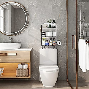 Bathroom Organizer Counter Shelf, Over The Toilet Storage, 3-Tier Bathroom Organizer Shelves, Multifunctional Toilet Rack,No Drilling Space Saver with Wall Mounting Design