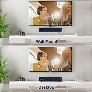 VILINICE 50W Sound Bar, 16-Inch Small Sound Bars for TV, 3 Equalizer Modes, Wireless Bluetooth 5.0, Optical/Aux/USB Connection, Mini Soundbar with Built-in DSP for TV, PC, Projectors, Tablets