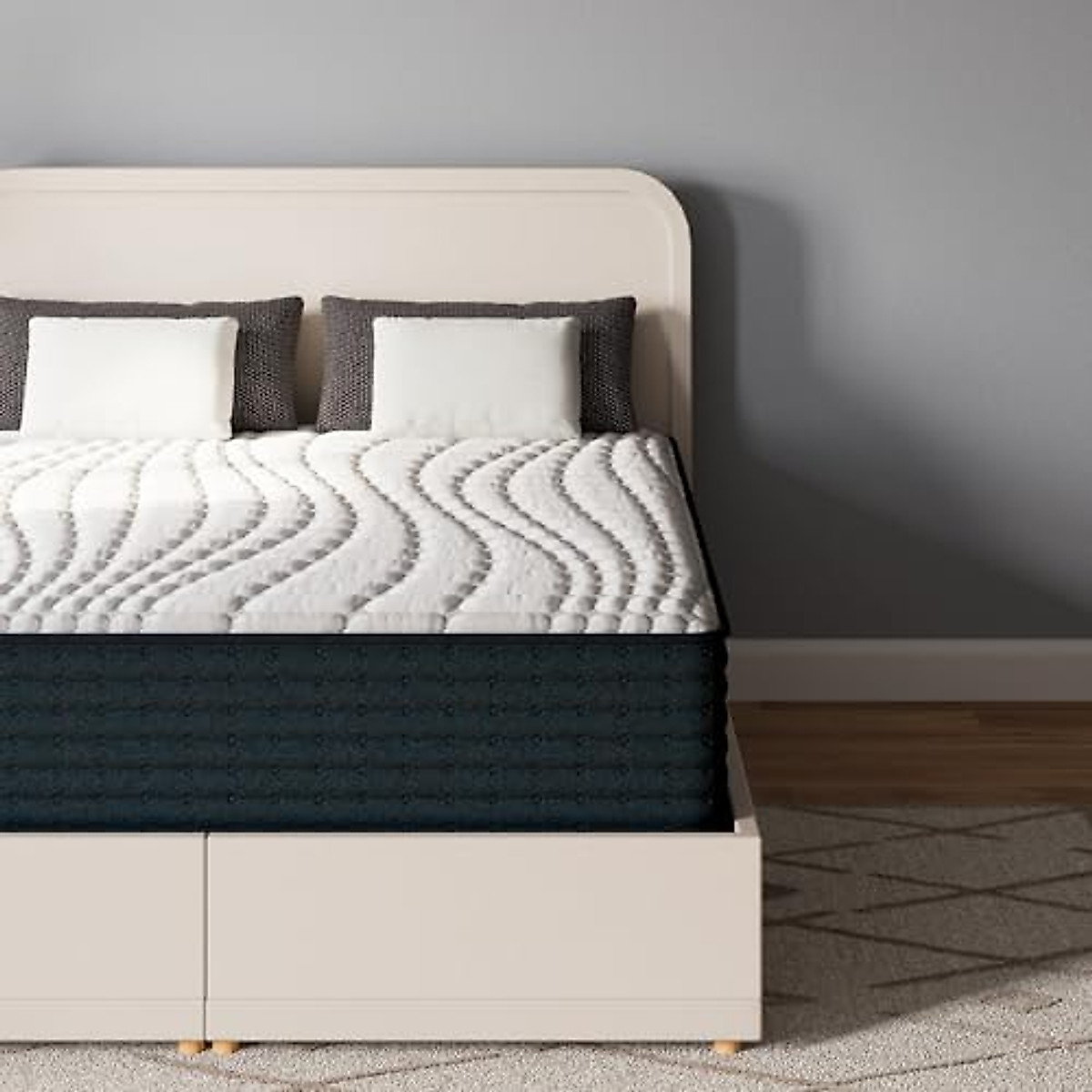 Signature Design by Ashley Hybrid 1200 12 Inch Firm Moisture Wicking Mattress with Charcoal-Infused Gel Memory Foam and Edge Support for Pressure Relief and Temperature Regulating, Queen