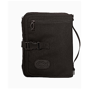 Black Ultimate Travel Organizer Zipper Pocket Nylon Bible Cover with Handle, X-Large