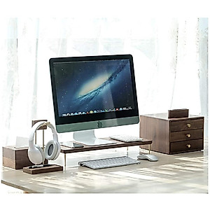 ANIIC Headset Stand Black Walnut Wooden Headphone Stand Brass Creative Headphone Shelf Bracket Headset Stand Headphone Holder Earphone Rack Headphone Stand ( Color : B-without USB )