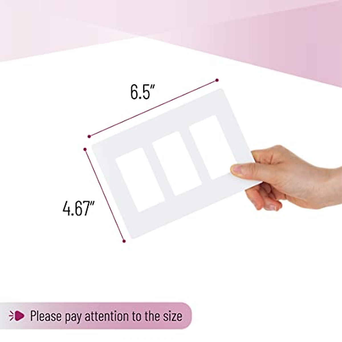 Bates- Screwless Decorator Wall Plates, Three Gang Switch Plate Covers, 3 Pack, Screwless Wall Plates 3 Gang, White Switch Plate Covers, Switch Cover Plate, Wall Switch Cover, Electrical Outlet Cover