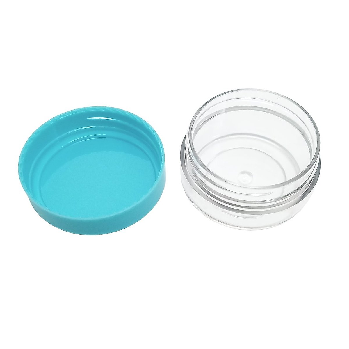 Beauticom Teal Color 15 gram/15ml/ 0.5oz. (Quantity: 6 Pieces) Empty Clear Round Travel Container Jars with Lids for Make Up Powders, Eyeshadow Pigments, Creams, Lip Balm, Lip Gloss, Samples