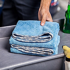 MW Pro Detail Microfiber Car Towels (24"x 36") | 400 GSM | 80/20 Blend | Tagless | Soft Satin Piped Edges | All-Purpose Auto Detailing - Wax, Buff, Polish, Wash, Dry | 2 Pack (Blue)