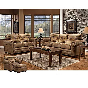 American Furniture Classics Model 8505-40 Wild Horses Sleeper Sofa Sofabed, Queen, Brown