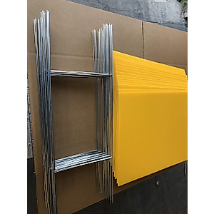 Yard Signs Pack of 10 (Yellow) 18x24 inches Corrugated Plastic & 10 Stake 30 Inches Tall for Garage Sale, for Rent, Open House, Estate Sale, Now Hiring, or Political Signs