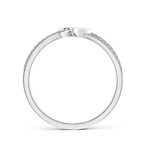 Angara Sterling Silver Natural Diamond Criss Cross Heart Promise Ring For Women (0.15 cttw, Color - K, Clarity - I3) Size 6