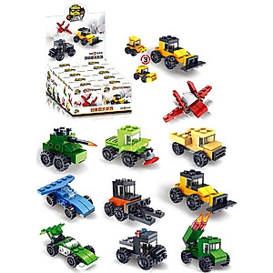 Mini Building Blocks Cars Toys Sets 30 Packs Assembly Mini Cars Toys for Boys, Girls STEM Building Car Plane Construction Truck Fire Tank Police Engineering Cars Party Gifts for Kids