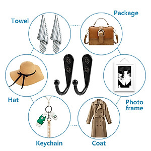 hoeslaw 20PCS Wall Mount Coat Hooks, Metal Heavy Duty Hanger with 40PCS Screws, Rustproof Wall Mout Hook for Hanging Towel Robe Bag Cup Bathroom Bedroom Kitchen Living Room Hotel Garage Pool (Black)