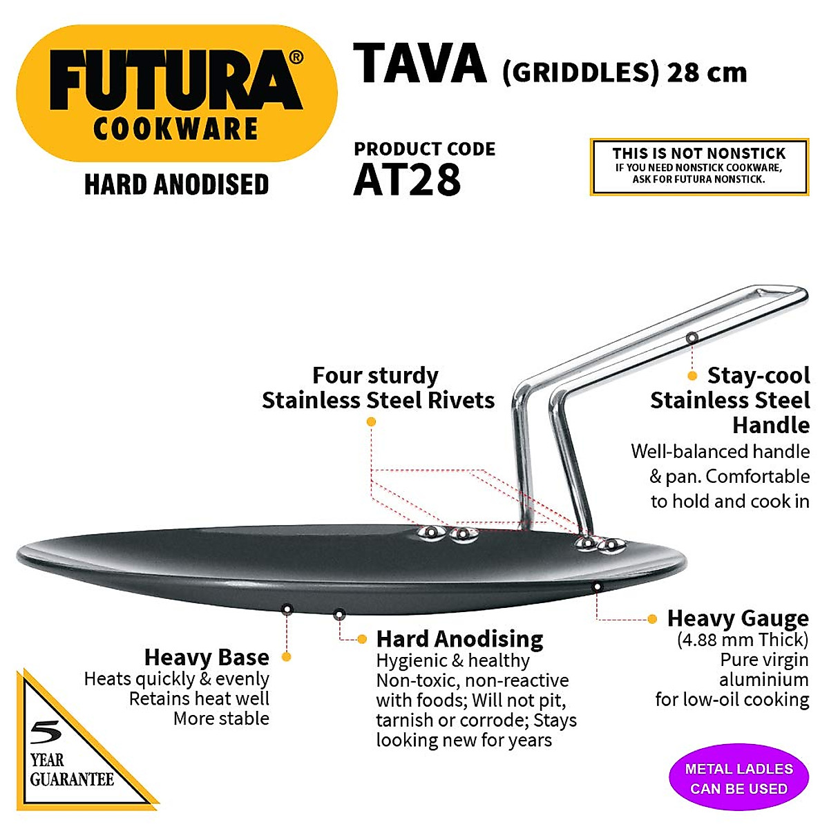 Hawkins-Futura Hard Anodized Concave Griddle Tava, 11-Inch Diameter