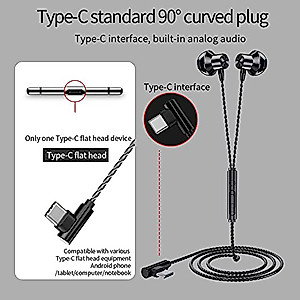 Opla3ofx Type-C Wired Earbuds in Ear Headphones with Built-in Mic & Volume Control, Earbuds Wired Stereo Universal Earphones in-Ear Headphones Bass Earbuds Pink