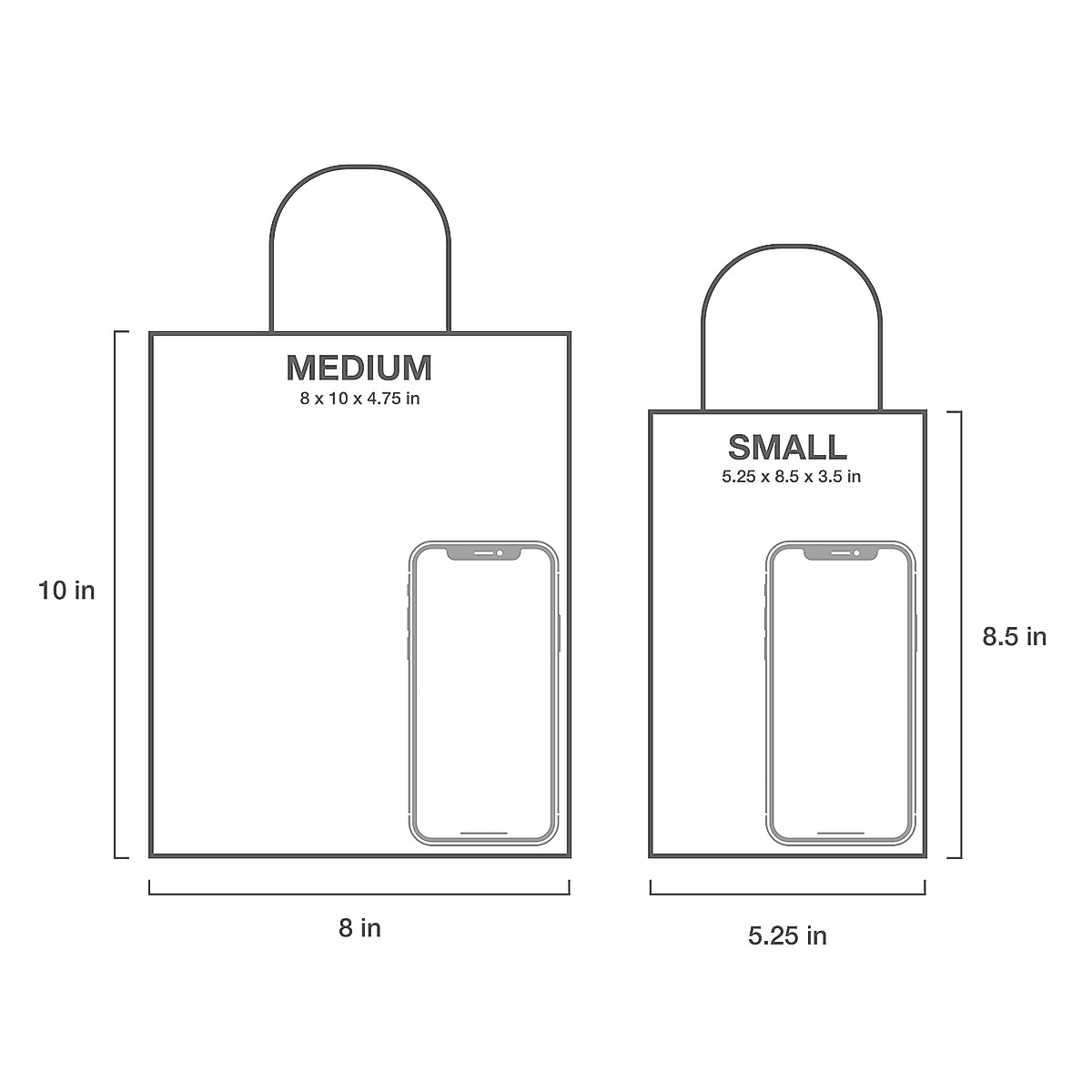 Dsquare 24ct Food Safe Premium Paper & Ink Color Kraft Bag with Handle 8.5 x 5.25 in - Party Favor Gift Bags with Handle, Color Goody Bag, Paper DIY Bag, Environmentally Safe (Small, Red)