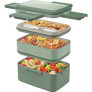 HOMETALL Stainless Steel Bento Box, Stackable Box Adult Lunch 1500ML-6 Compartment for Adults, BPA-Free Containers with Utensil On-the-Go Balanced Eating