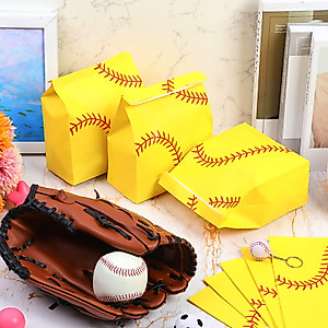 Leinuosen 30 Pieces Softball Party Treat Bags Softball Goodie Favor Treat Bags Softball Theme Goody Bags for Sport Softball Theme Birthday Party Decorations Supplies