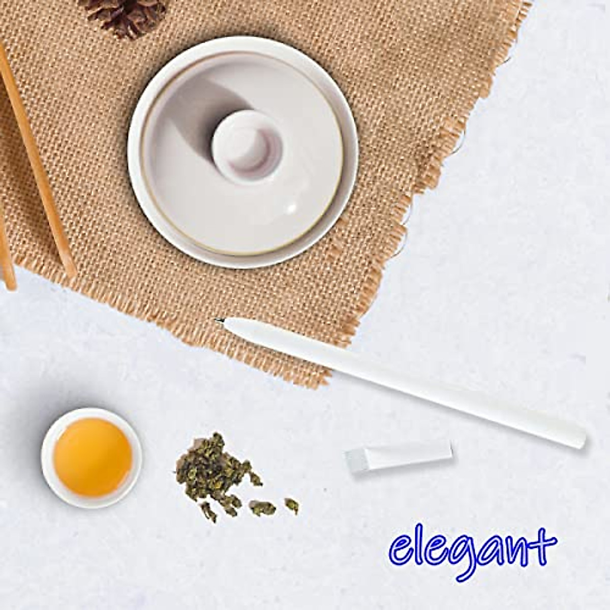 Zog Kraft Paper Barrel Writing Pen,Eco-Friendly Pens,Ballpoint Pen 1.0mm Fine Point Pen,Blue Ink 10pcs (White)