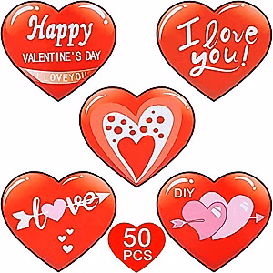 50 Pieces Valentine's Day Cutouts Colorful Heart Cutouts with Glue Point Dots for Bulletin Board Classroom Decoration School Happy Valentines Day Wedding Anniversary Party Supplies