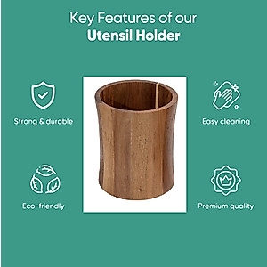 The Pretty Turtle Bamboo Kitchen Counter Utensil Crock Holder Caddy (Acacia) (RH9016)