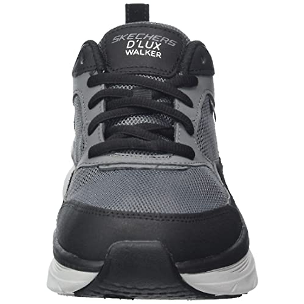 Skechers Men's Walking Sneaker, Black Leather Mesh Charcoal Trim, 7.5
