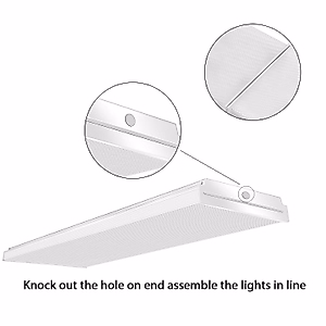 FaithSail 4FT LED Wraparound Light 60W LED Office Lights, 7200lm, 4000K Neutral White, 4 Foot Flush Mount LED Wrap Shop Puff Ceiling Lighting Fixture for Garage Workshop, Fluorescent Light Replacement
