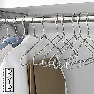 Rethink Your Room 30 Pack of Fabric Wrapped Metal Hangers - Durable and Stylish Closet Solution - Home Essentials - Soft Touch for Your Clothes - Warsaw Grey/White