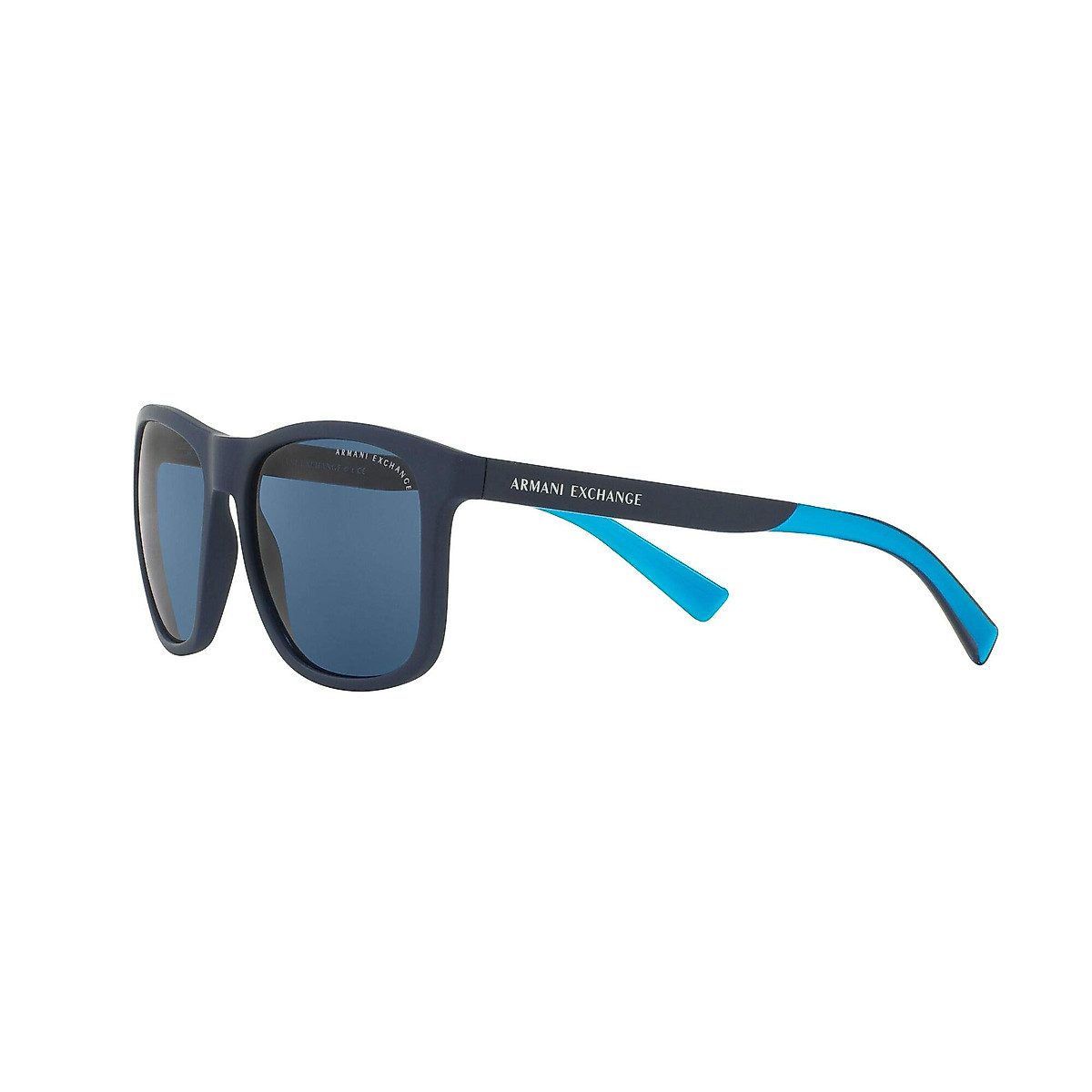 A|X ARMANI EXCHANGE Men's AX4049SF Low Bridge Fit Square Sunglasses, Matte Blue/Blue, 57 mm