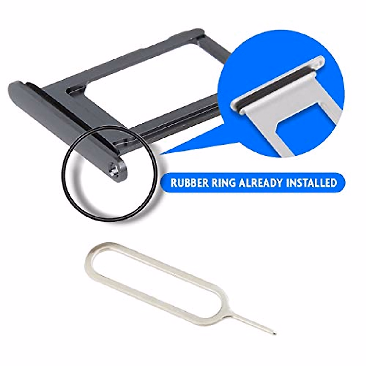 MMOBIEL SIM Card Slot Tray Holder Replacement Compatible with iPhone XR - 6.1 inch - 2018 - Incl. Rubber Gasket and Sim Pin - Black