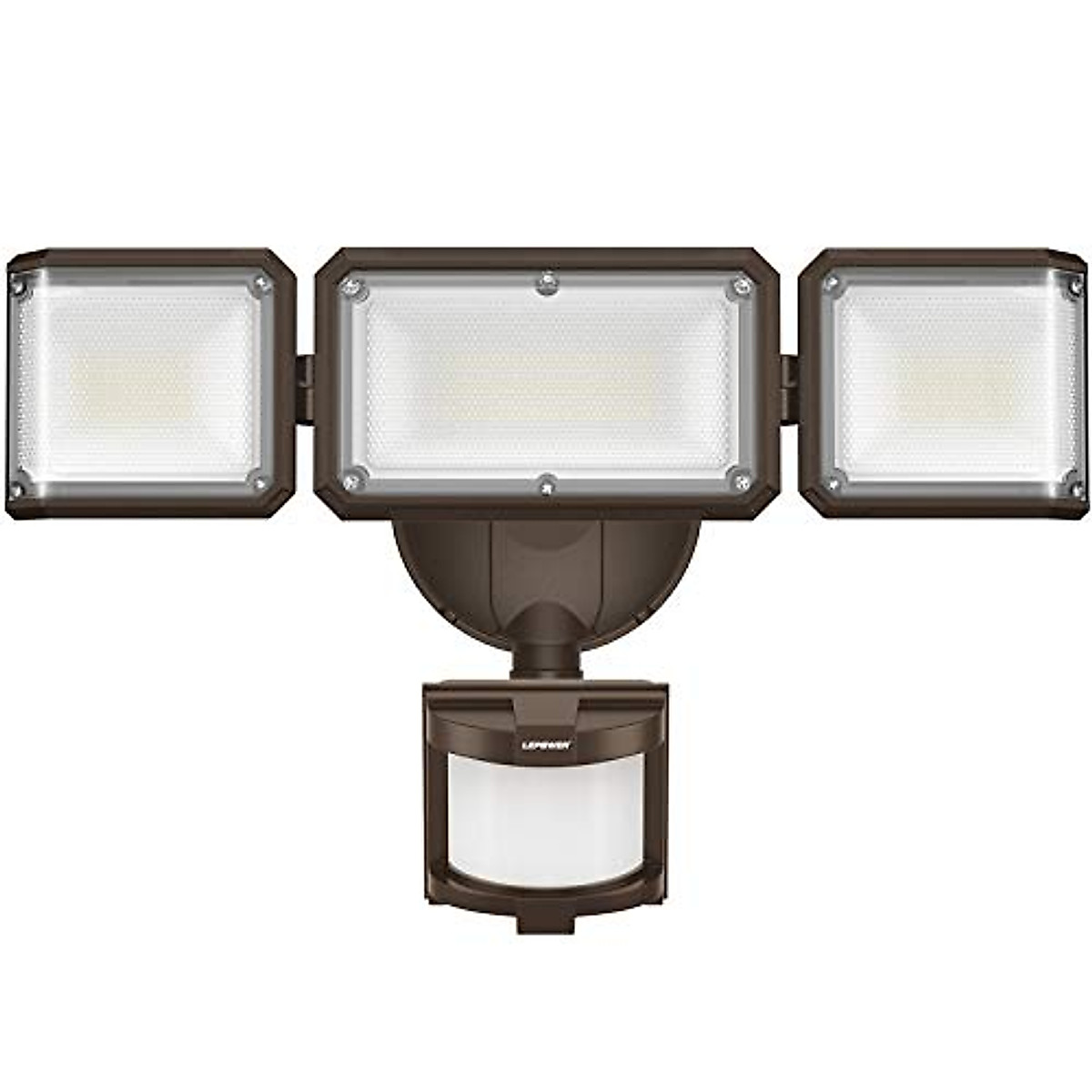 LEPOWER 45W Flood Lights Motion Sensor Outdoor Lights, 4800LM LED Security Light, Dusk to Dawn Motion Sensor Light, 3 Modes, 5000K, IP65 Waterproof, 3 Head Outdoor Flood Light for Garage Yard Porch