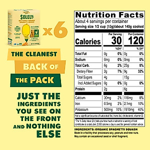 SOLELY Organic Dried Spaghetti Squash, 1.76 oz, Pack of 6 – Real Fresh Ingredients, Organic Pasta, Non-GMO, Vegan, Low Carb & Keto Friendly, Quick & Easy to Prepare, Vegetable Pasta