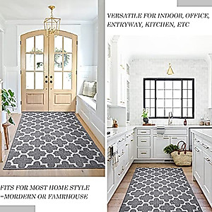 Indoor Doormat 36"x 59", Absorbent Front Back Door Mat Floor Mats, Rubber Backing Non Slip Door Mats Inside Entrance Door Runner Rug Mud Dirt Trapper, Machine Washable Low Profile-Grey Lantern