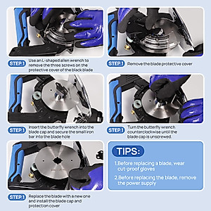 VLOXO Electric Fabric Rotary Cutter, Cloth Cutting Machine 6 Speed Adjustable Fabric Cutter with LED Light Electric Scissors for Cloth Textiles Paper Leather Rubber, and Carpet (Blade 125mm)