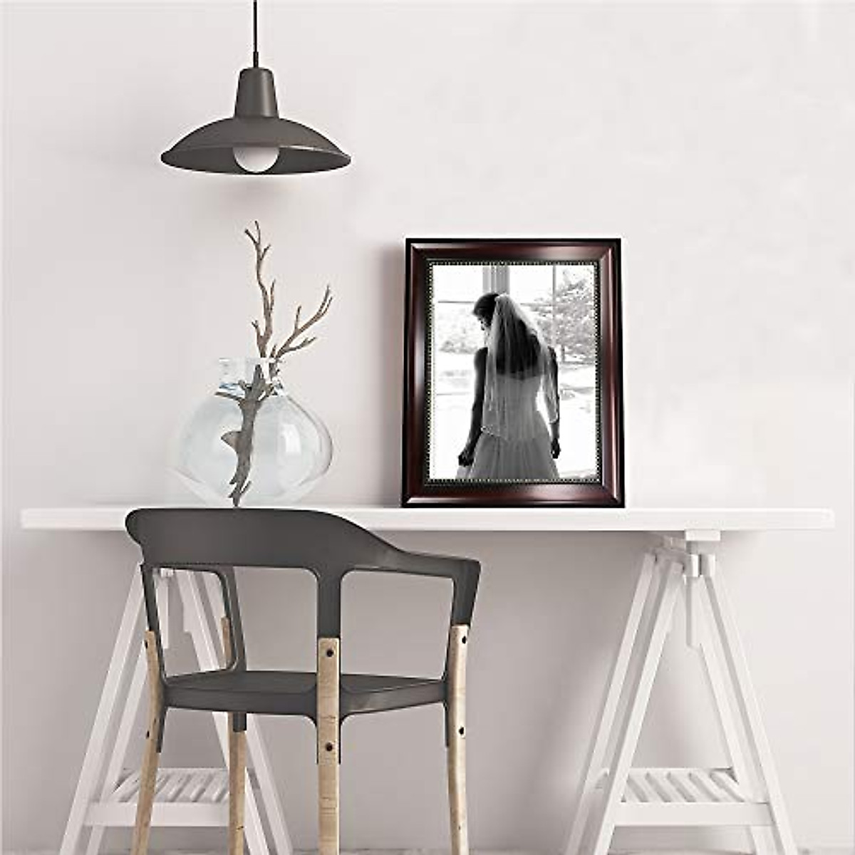 GraduationMall 8x10 Picture Frames, Real Glass, Display Photos for Wall or Tabletop, Mahogany with Gold Beads, 2-Pack