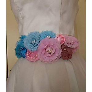 Abading gender reveal materntiy sash for mom to be baby shower sash (bule pink)