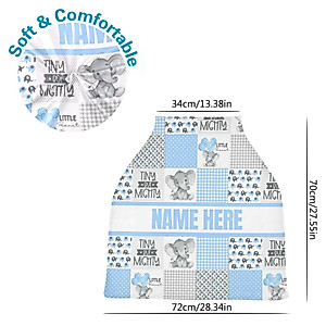Personalized Cute Elephant Baby Car Seat Cover for Babies with Name, Custom Baby Car Seats Canopy for Boys and Girls, Nursing Breastfeeding Stroller Covers Infant Car Seat Blanket for Newborn