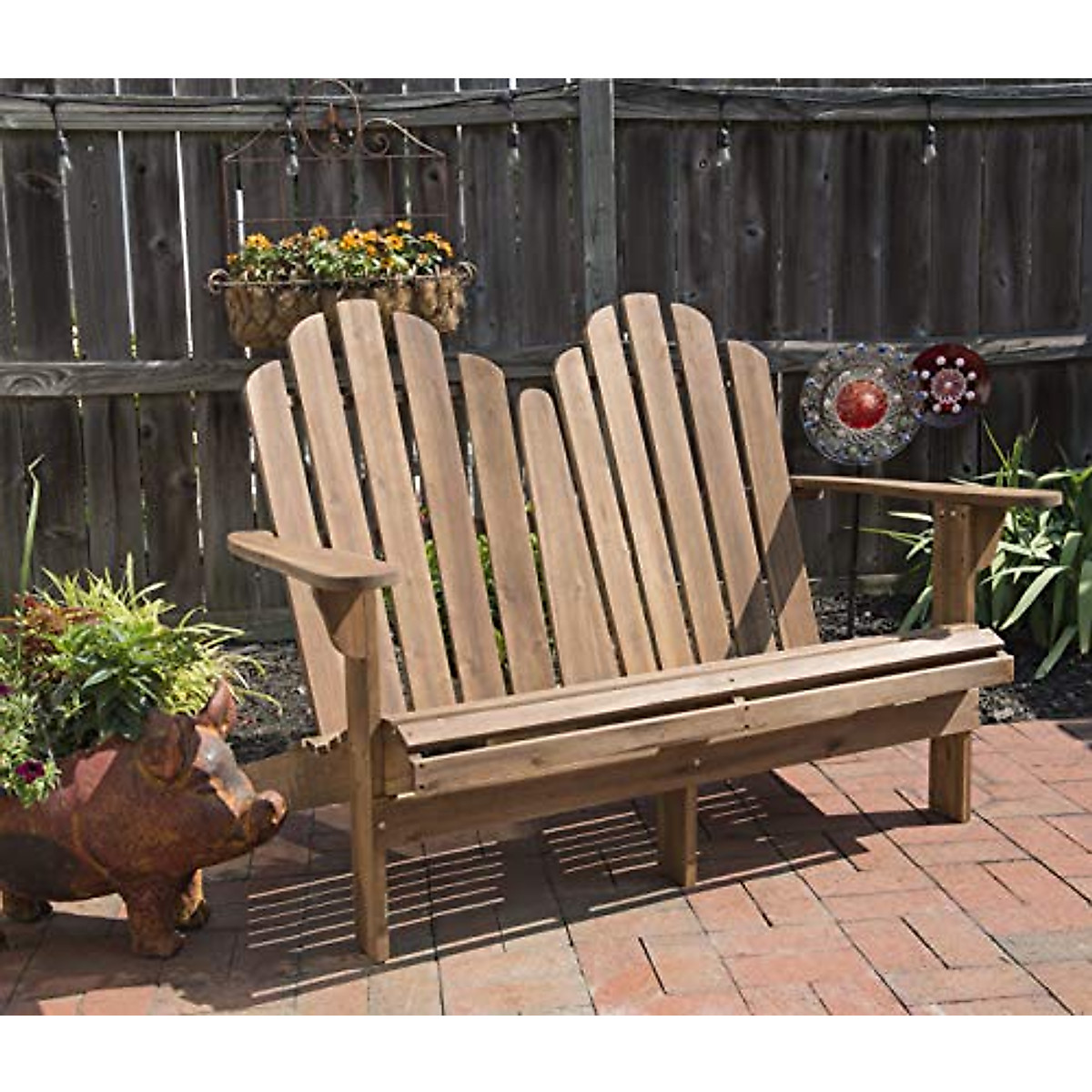 Linon Jayde Adirondack Double Bench, Teak
