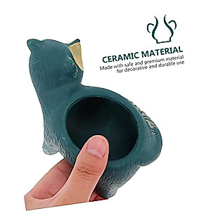 Angoily 1pc Plants Cactus Porcelain Square Planters Balcony Green Drainage Holder Indoor Succulents Decor Gifts Tabletop Flowerpot Bonsai Statue Unique Hole Art Elephant Table Container