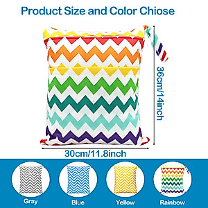 4 Pieces Wet Dry Bag Cloth Diaper with Two Zippered Pockets Waterproof ReusableW Travel Beach Pool Daycare Soiled Baby Items Yoga Gym（12in x 14.5in）, Gray,Blue,Yellow and Rainbow, KKBB1001