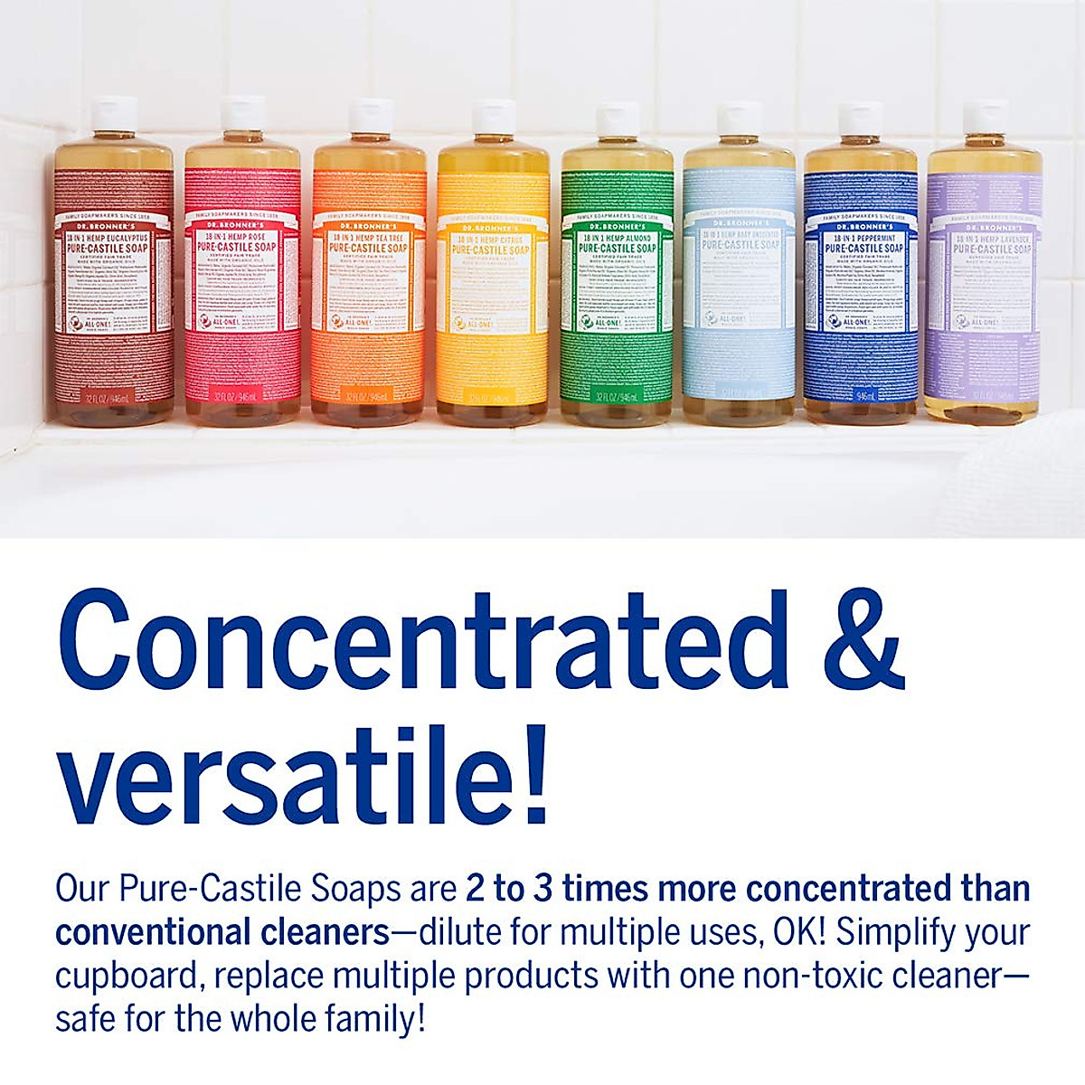 Dr. Bronner's - Pure-Castile Liquid Soap (Baby Unscented, 32 ounce) - Made with Organic Oils, 18-in-1 Uses: Face, Hair, Laundry and Dishes, For Sensitive Skin and Babies, No Added Fragrance, Vegan