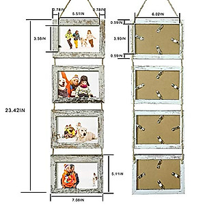 SESEAT 4x6 Wall Hanging Picture Frames Collage with 4 Opening Distressed White Frames