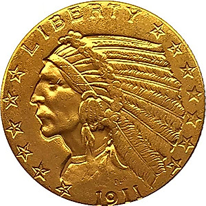1911 Morgan Indian Head Five Dollars Coin, Gold Coins, Great American Commemorative Old Coins, Uncirculated Morgan Dollars, Discover History of USA Coins for Collectors, Cool Stuff for Men