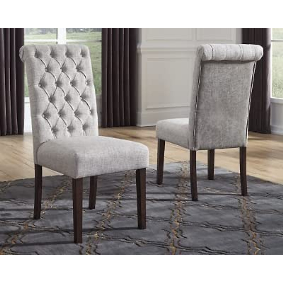 Signature Design by Ashley Adinton Classic Upholstered Dining Chair, 2 Count, Light Gray