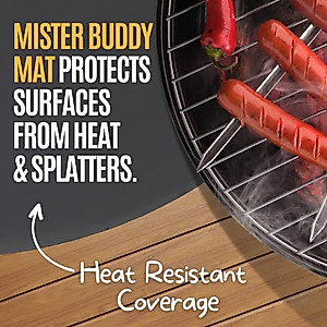Mister Buddy Mat 42" x 30" - Under Grill and BBQ Mat - Deck and Patio Rubber Protective Grilling Pad - Double Sided for Outdoor and Indoor Use, Perfect for Charcoal, Gas Grills & Smokers