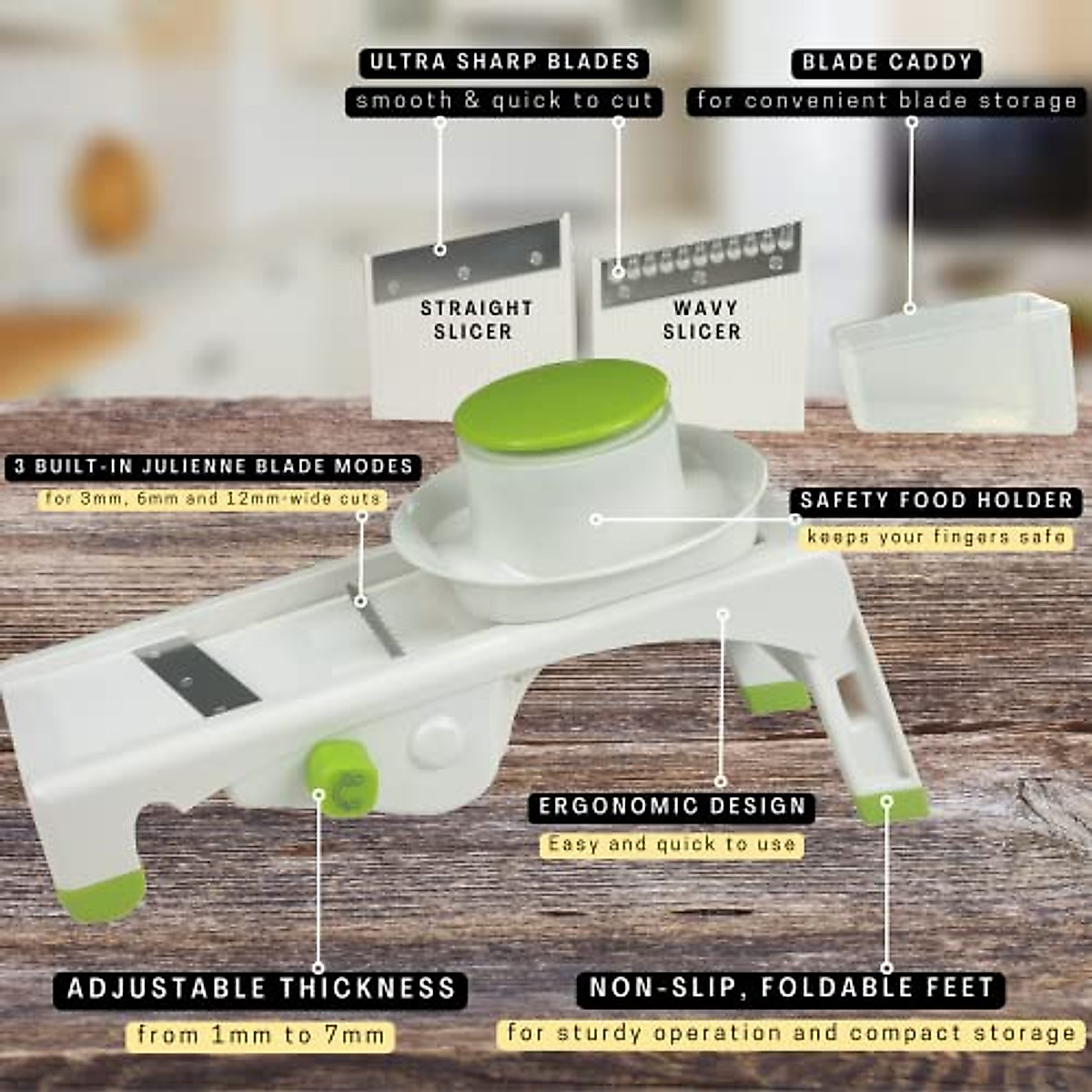 Brieftons QuickPrep Mandoline Slicer for Kitchen, Premium Quality Multi Purpose Vegetable Slicer, Cutter, Shredder, With 4 Cutting Modes, Multiple Thickness Levels to Slice, Chop, Julienne Veggies