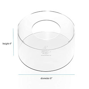 Lacupella Acrylic Fillable Cake Pillar Stand, Raiser and Enhancer Display Wedding Centerpiece - Decoration with Flowers, LED, Donuts, Sand, Water and More (8 in Diameter 4 in High)