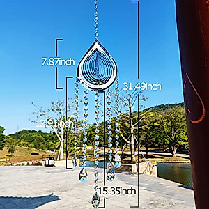 Crystals Suncatcher for Window Hanging Home Garden Decor,Metal Wind Chimes for Outside Indoor Outdoor,Teardrop Prism Sun Catcher Glass Pendant Rainbow Maker,Garden Gifts for Women,Mom Gifts