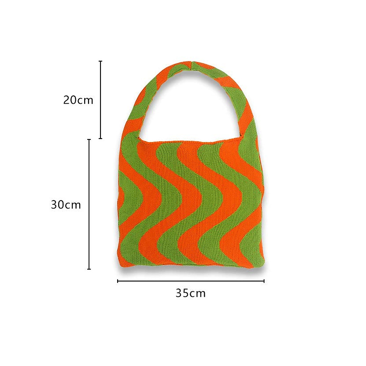 Woven Tote Bag, Knitted Messenger Bag Wavy Striped Shoulder Bag Underarm Colorblocking Women'S Bag (blue-green)