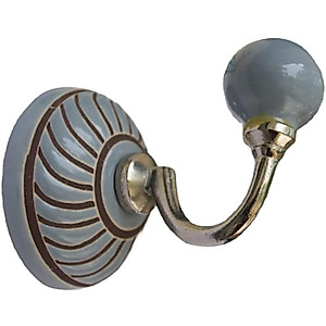 PARIJAT HANDICRAFT Hand Painted Multi Colored Ceramic Wall Hook Hanger Key Holder hat Clothes hangings Bathroom Hardware (Hanger-0107)