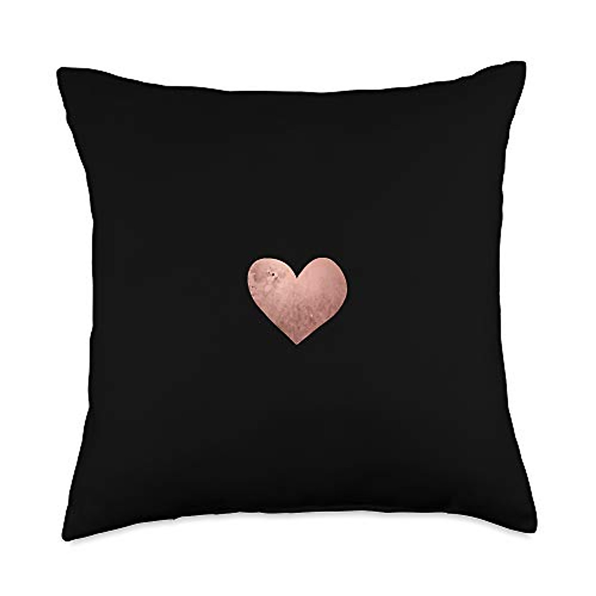 BoredKoalas Heart Throw Pillow Gifts Rose Pink On Black Heart Minimal Art Love Valentine Day Gift Throw Pillow, 18x18, Multicolor