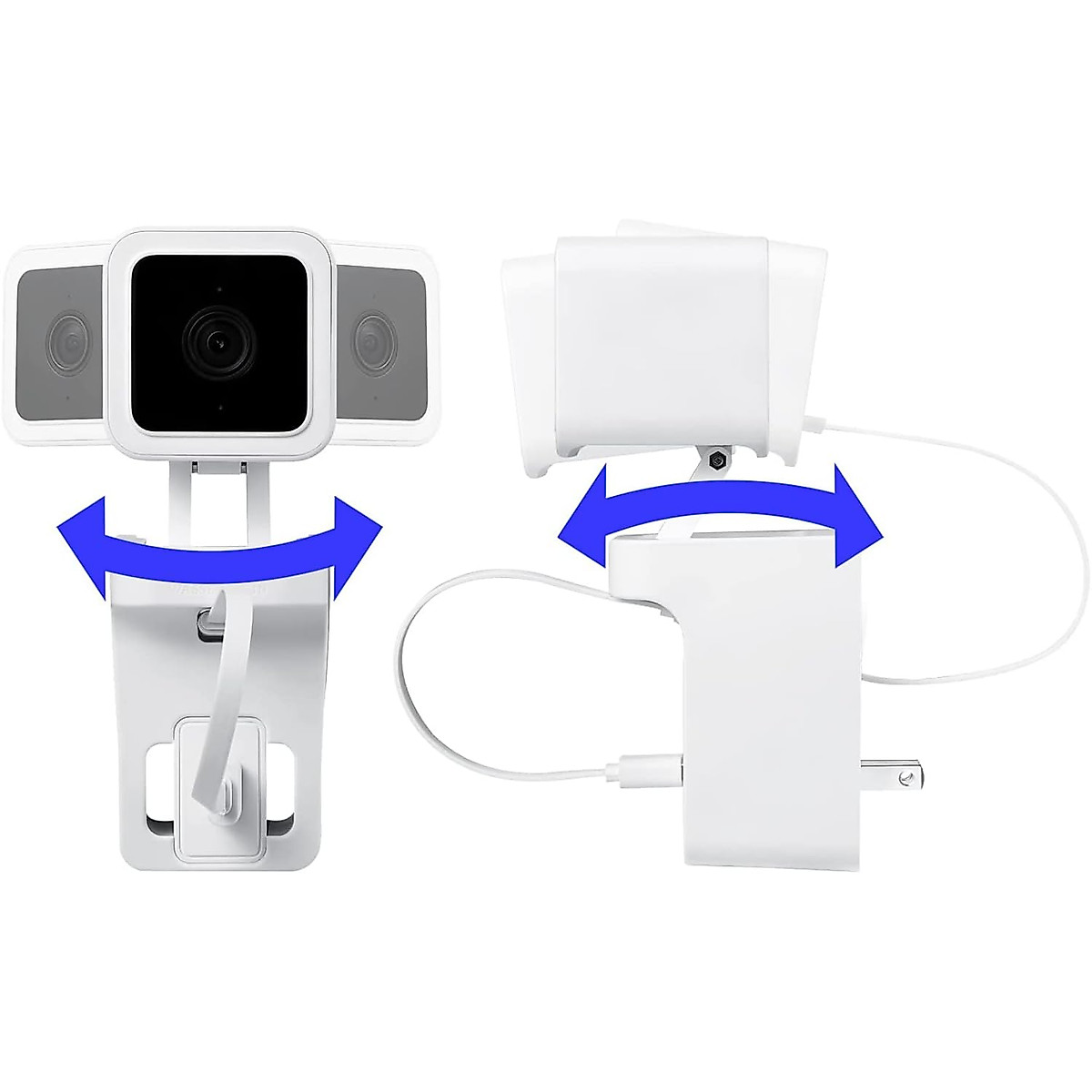 Wasserstein AC Outlet Wall Mount Compatible with Wyze Cam V3 - Reliable Mounting Alternative for Your Cameras (White)