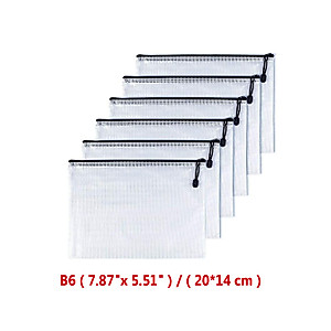 Oaimyy-B6(5.5"x 7.5"),12 Pcs,Plastic Mesh Zipper Pouch Document Folders Bag Zip File Folders for School Office Supplies, Travel,Puzzles Games Organizing Storage-Black